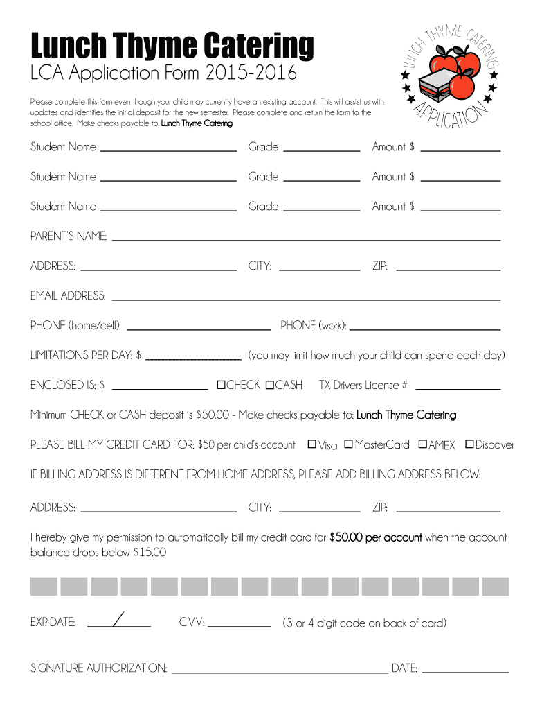 Fillable Online Student Name Grade Amount - Legacy Christian Academy ...