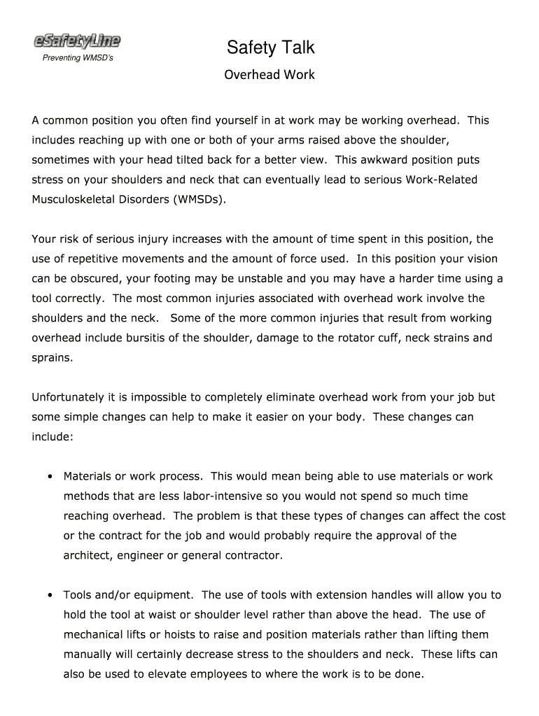 Fillable Online Overhead Work Fax Email Print - pdfFiller