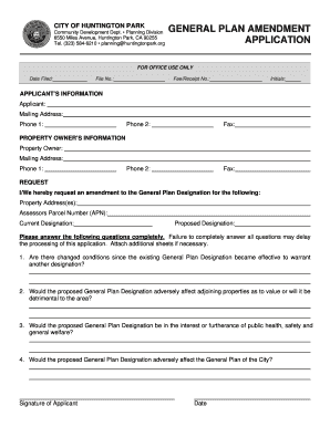 Fillable Online General Plan Amendment Application - Huntington Park ...