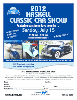 Fillable Online Car Show Entry FormLayout 1 Fax Email Print - pdfFiller