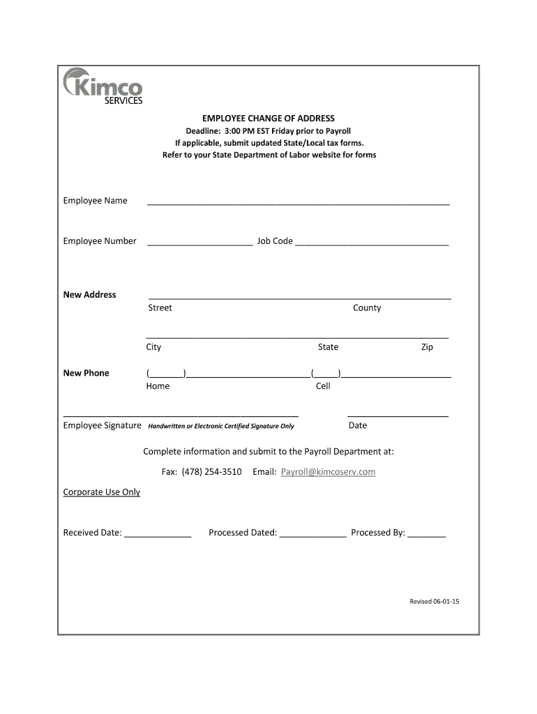 Employee Change of Address Form - Blank Fillable Template | Fill Out ...