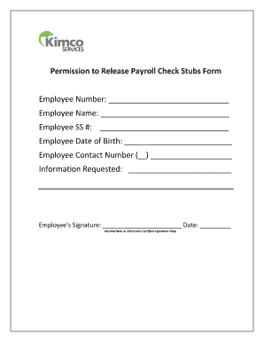 Fillable Online Permission to Release Payroll Check Stubs Form.pdf Fax ...