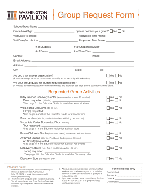 Fillable Online Group Request Form - washingtonpavilionorg Fax Email Print - pdfFiller