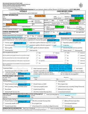 Fillable Online SYPHILIS CASE REPORT FORM Admin QP Clinical QP Clinical ...