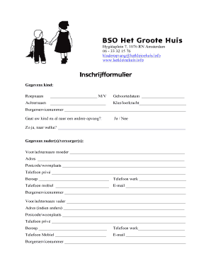 Invulbaar Online hetkleinehuis inschrijfformulier bso doc ...