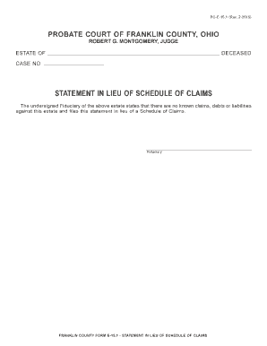Fillable Online Statement in lieu of schedule of claims - Franklin ...