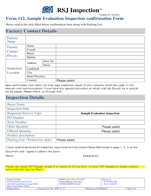 Fillable Online BFormb b112b-Sample Evaluation Inspection bb - RSJ ...