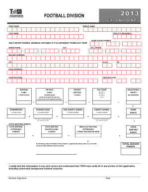 Fillable Online 2013 FB Point Sheet.docx Fax Email Print - pdfFiller