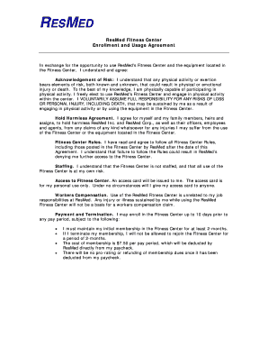 Fillable Online ResMed Fitness Center Enrollment Form - REVISED CLEAN 3 ...