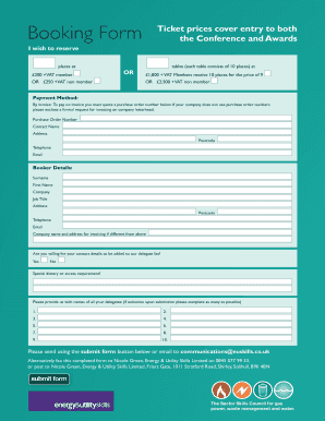 Fillable Online eua org Booking Form - euaorguk Fax Email Print - pdfFiller