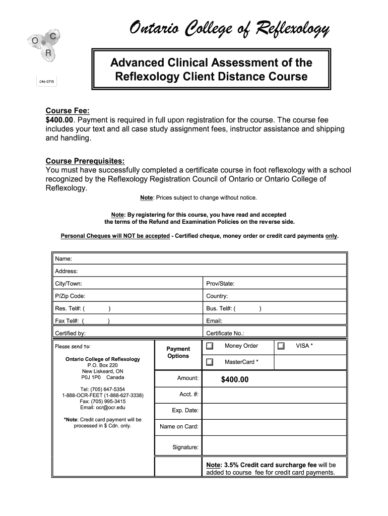 Fillable Online ocr C41 - EFC Distance Course Registration Form Fax ...
