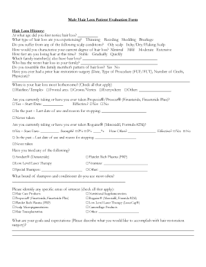 Fillable Online Male Hair Evaluation Form ...