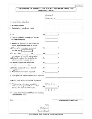 Fillable Online arunachalpradesh nic PROFORMA OF APPLICATION FOR ...