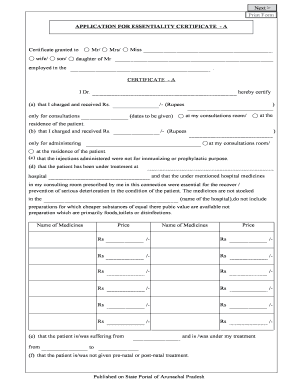 Fillable Online arunachalpradesh nic Essentiality Certificate A ...