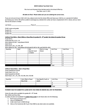 Fillable Online whcsonline WHCS Uniform Top Order Form Fax Email Print ...