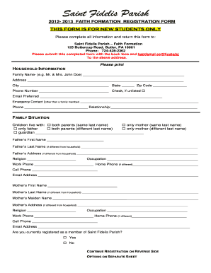 Fillable Online saintfidelis Saint Fidelis Parish 2012 2013 FAITH ...