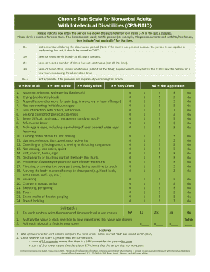 Fillable Online Chronic Pain Scale for Nonverbal Adults Fax Email Print ...