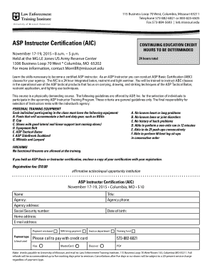 Fillable Online leti missouri ASP Instructor Certification (AIC) Fax ...