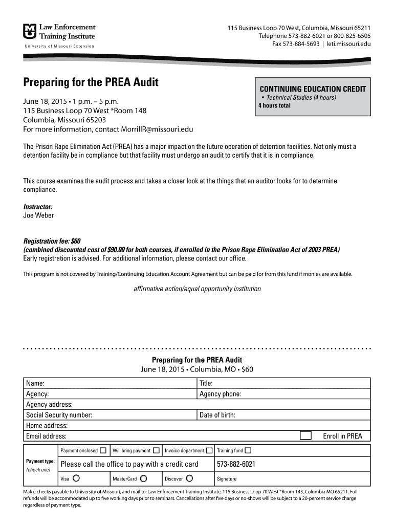 Fillable Online leti missouri Preparing for the PREA Audit Continuing ...