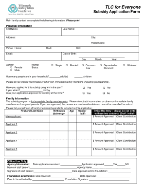 Fillable Online TLC for Everyone Application Form Fax Email Print ...