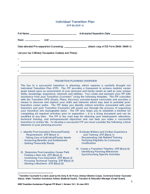 Fillable Online TRANSITION PLANNING OVERVIEW Fax Email Print - pdfFiller
