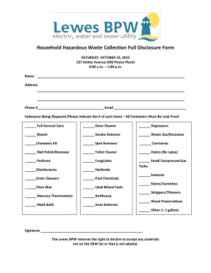 Fillable Online Household Hazardous Waste Collection Full Disclosure ...