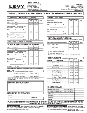 Fillable Online CARPET DRAPE amp COMPLEMENTS RENTAL ORDER FORM amp ...