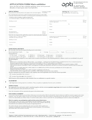 Fillable Online APPLICATION FORM Main exhibitor - bmesseb-bmuenchenbbjpb Fax Email Print - pdfFiller