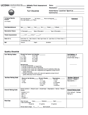 Fillable Online ipm uconn Athletic Field Assessment Date Form Evaluator ...