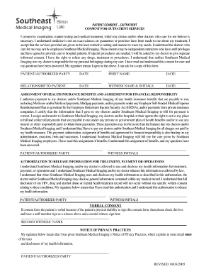 Fillable Online Patient Consent Form - Southeast Radiology Fax Email ...