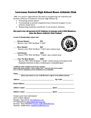 Fillable Online 2014-15 BAC Membership form Fax Email Print - pdfFiller