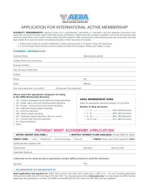 Fillable Online APPLICATION FOR INTERNATIONAL ACTIVE MEMBERSHIP - AERA ...