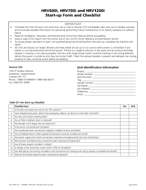 Fillable Online HRV600i HRV700i and HRV1200i Start-up Form and ...