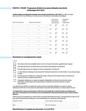 Fillable Online PARTIE C : PACD - Programme d'aide la commercialisation ...