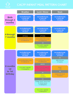 Fillable Online CACFP INFANT MEAL PATTERN CHART Fax Email Print - pdfFiller
