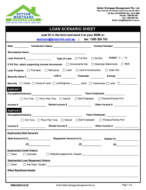 Fillable Online Residential Loan Scenario Sheet(pdf) - Better Mortgage ...