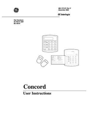 Fillable Online GE Concord User Manual - SMG - Security Systems, Inc ...