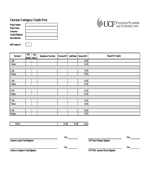 Fillable Online Contractor Contingency Transfer Form Fax Email Print ...