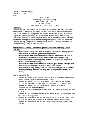 Fillable Online creative writing syllabus high school pdf Fax Email ...