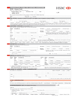 Fillable Online TRANSACTION FORM FOR EXISTING INVESTORS HSBC Mutual ...