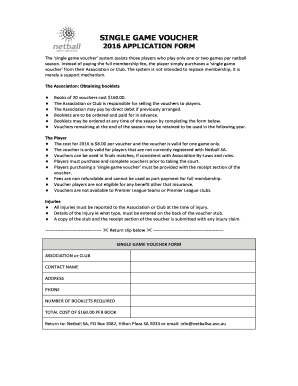 Fillable Online 2016 APPLICATION FORM - Netball SA Fax Email Print ...