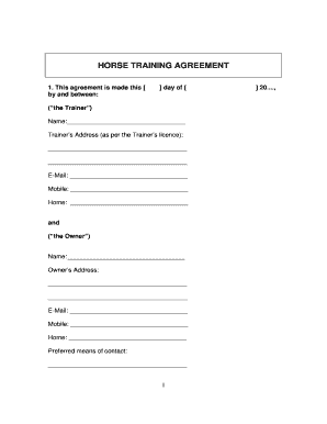 Fillable Online hrnz co Trainer - Owner Agreement - Harness Racing New ...
