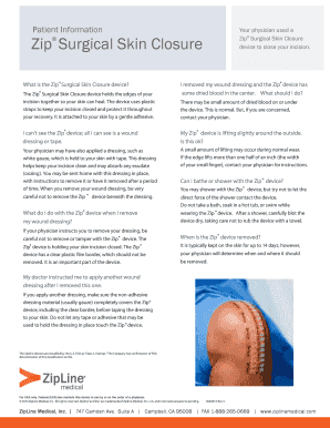 Fillable Online uhcs Patient Information Zip Surgical Skin Closure Z ip ...