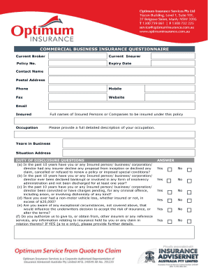 Fillable Online Quote Form - Optimum Insurance Fax Email Print - pdfFiller