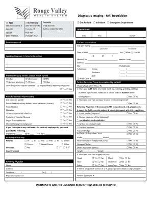 Fillable Online Diagnostic Imaging -? MRI Requisition - MRI ...