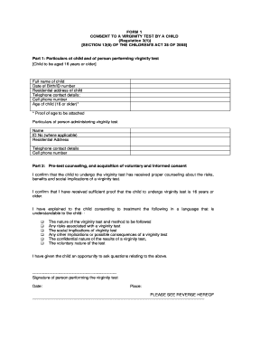 Fillable Online socdev gpg gov CONSENT TO A VIRGINITY TEST BY A CHILD ...