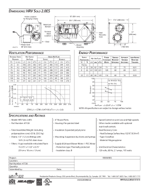 Fillable Online Prod. Sheet AVS HRV Solo 2.0ES (15_10).indd - Venmar ...