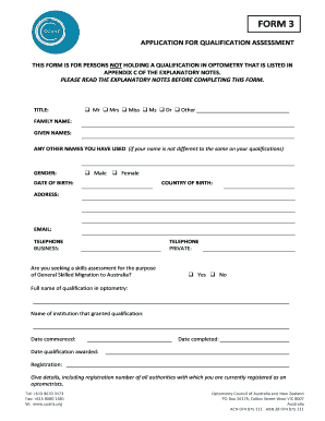 Fillable Online ocanz APPLICATION FOR QUALIFICATION ASSESSMENT - ocanz ...