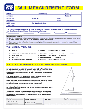 Fillable Online SAIL MEASUREMENT FORM - Horizon Sails Fax Email Print ...