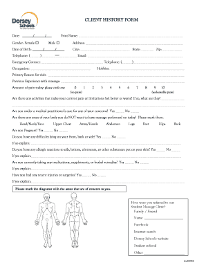 Fillable Online CLIENT HISTORY FORM - bDorseyb Schools Fax Email Print ...
